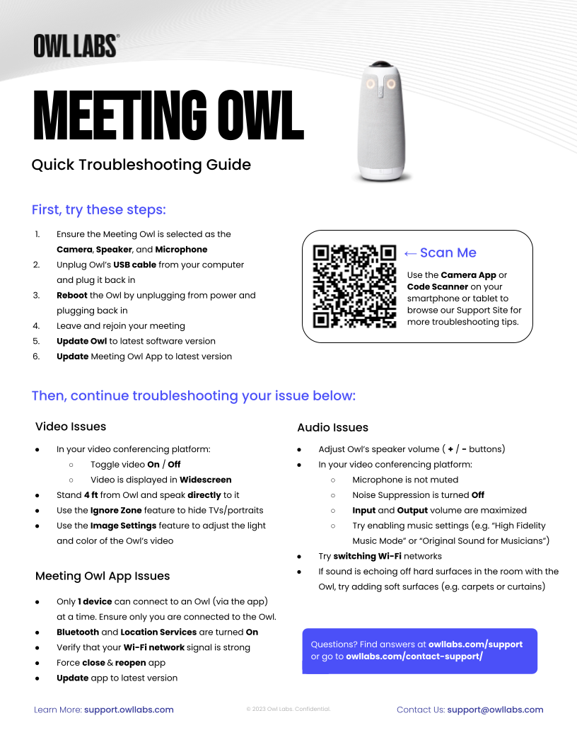 Quick troubleshooting tips for your Meeting Owl